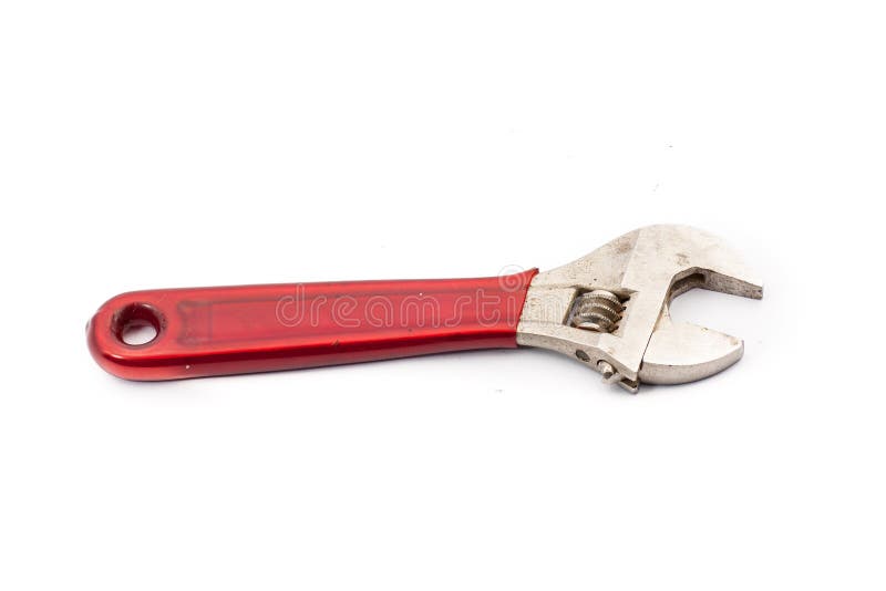 Adjustable Wrench with Red Handle on White Background Stock Image ...