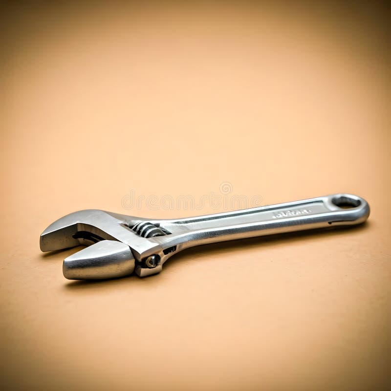 Adjustable Wrench Resting on a Brown Surface Stock Illustration ...