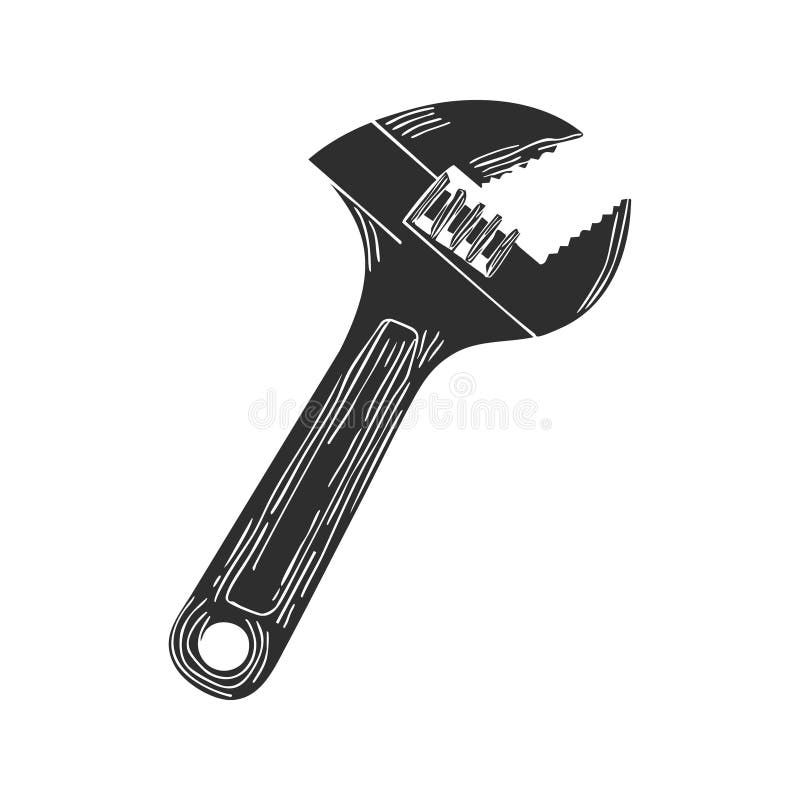 Adjustable Wrench Silhouette Illustration. Versatile Tool for ...