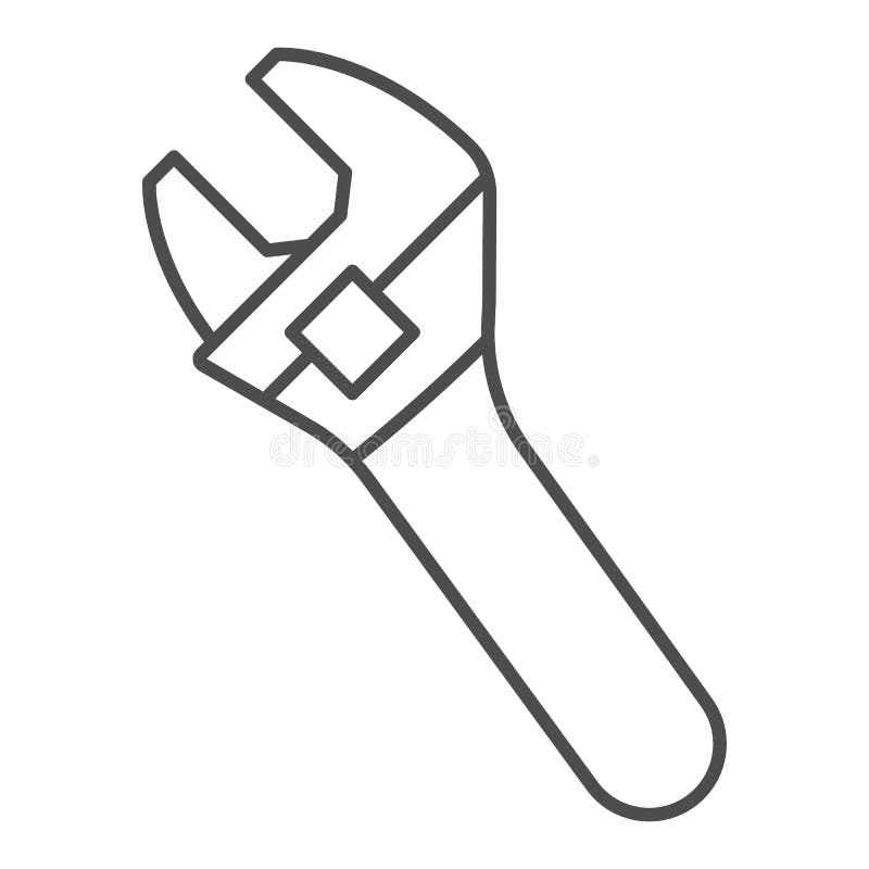 Adjustable Wrench Thin Line Icon, Construction Tools Concept ...