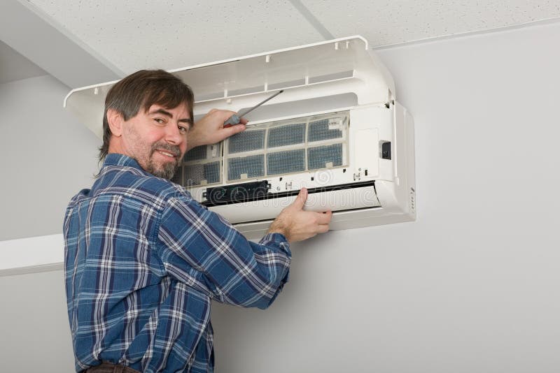 Adjuster air conditioner stock image. Image of erector - 17623363