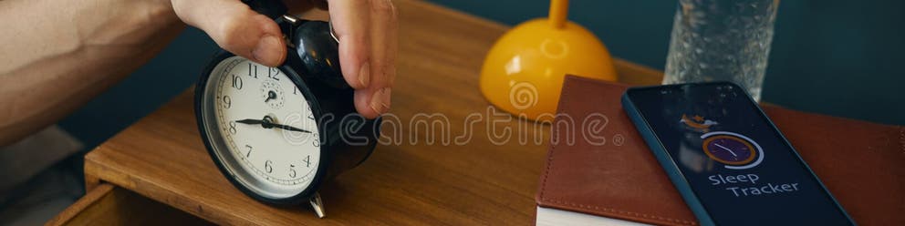 Adjusting Alarm Clock while Using Sleep Tracking App Stock Image ...