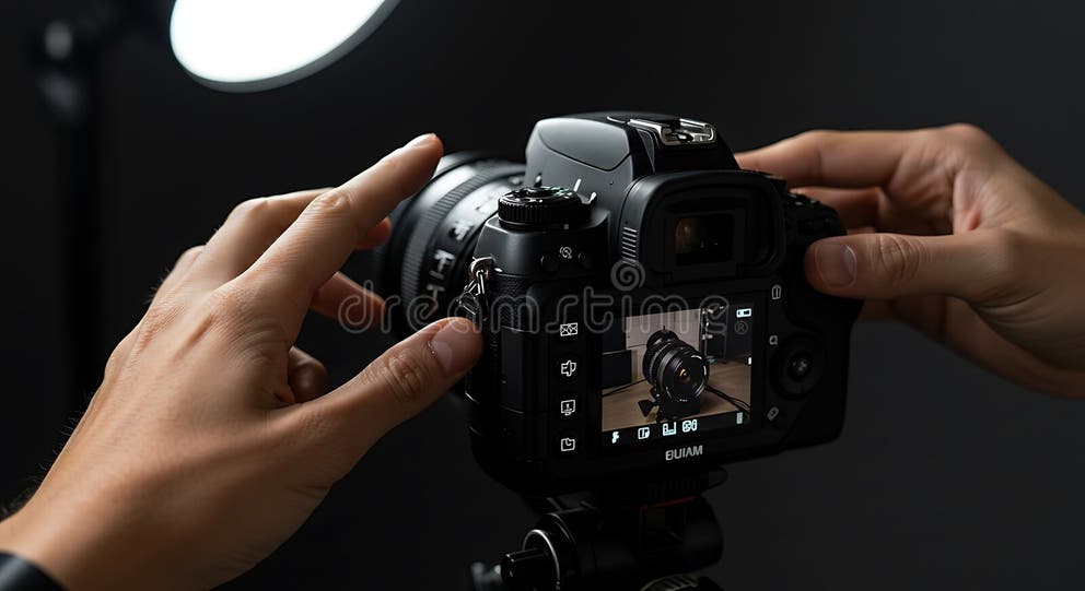 Adjusting Camera Settings before Shooting Product Photography in Studio ...