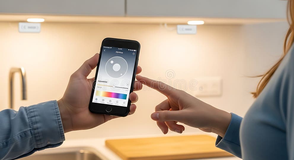 Smart Home Lighting Control Stock Image - Image of brightness, device ...