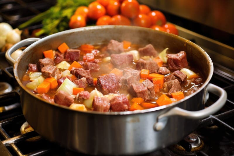 Adjusting Salt in Simmering Beef Stew Stock Illustration - Illustration ...