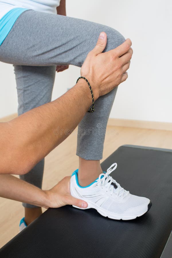 Adjusting step exercise stock image. Image of middle - 48356983