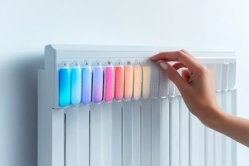 Adjusting the Thermostat on Radiator Stock Illustration - Illustration ...