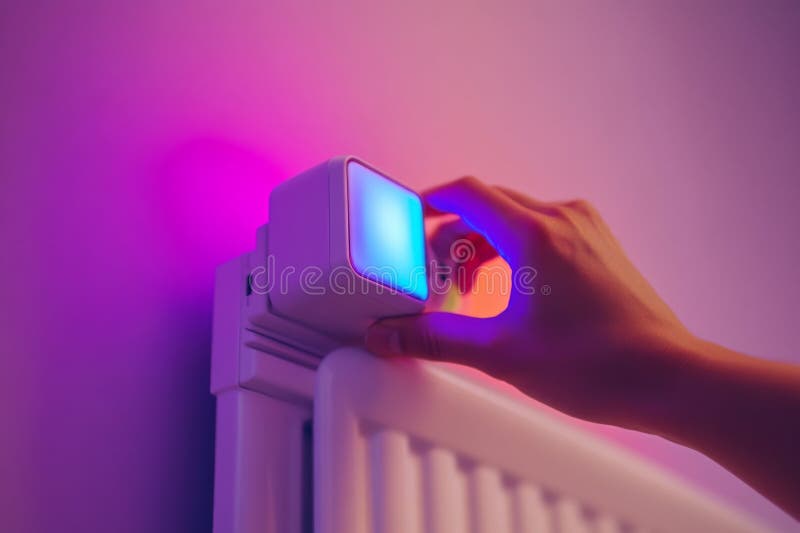 Adjusting the Thermostat on Radiator Stock Illustration - Illustration ...