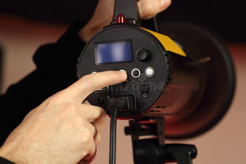 Adjustment of the Studio Flash in the Rear Panel Stock Photo - Image of ...