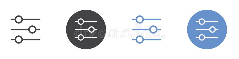 Adjustments Icon Flat Set in Black and White Color Stock Vector ...