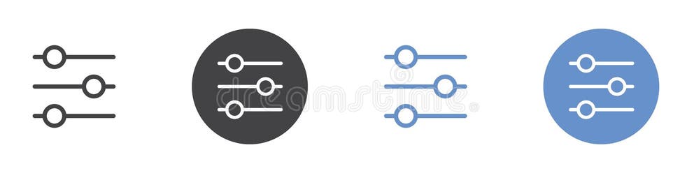 Adjustments Icon Flat Set in Black and White Color Stock Vector ...