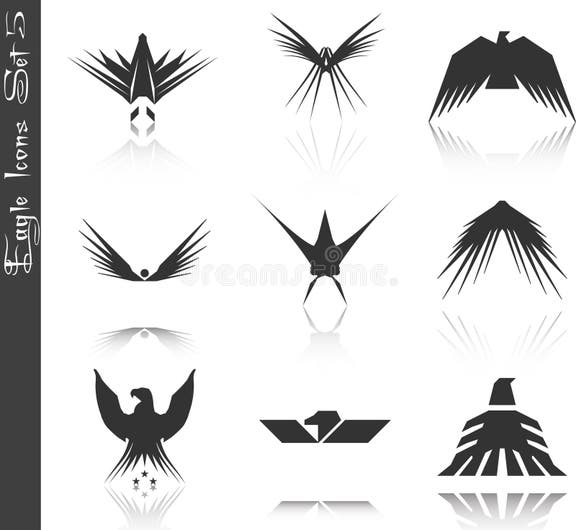 Adler-Ikonen Stellten 5 Ein Vektor Abbildung - Illustration von berg ...