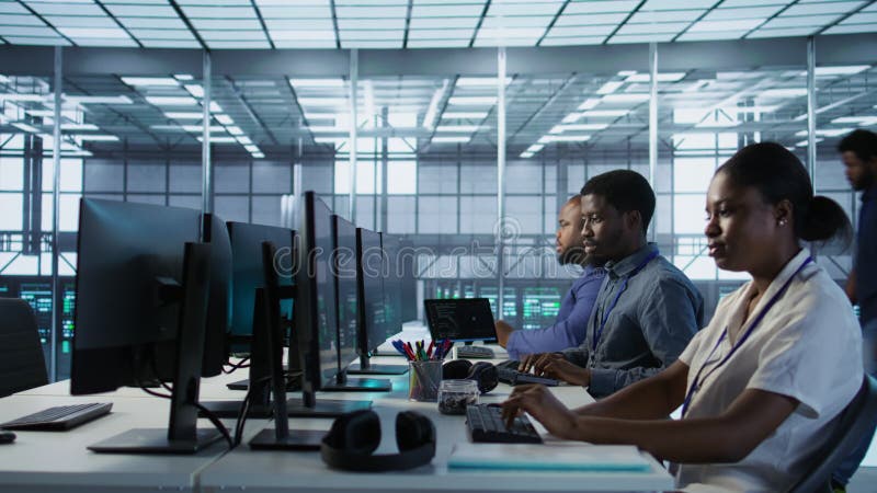 Technician Entering Data Center, Tuning Music on and Starting Work on ... Technician Entering Data Center, Tuning Music on and Starting Work on ...