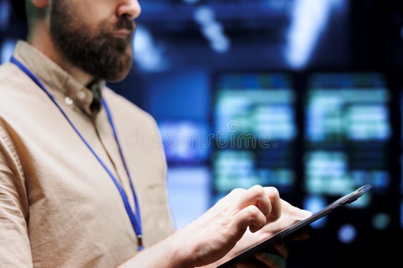 Admin Checks Servers Facility Security Stock Photo - Image of ...