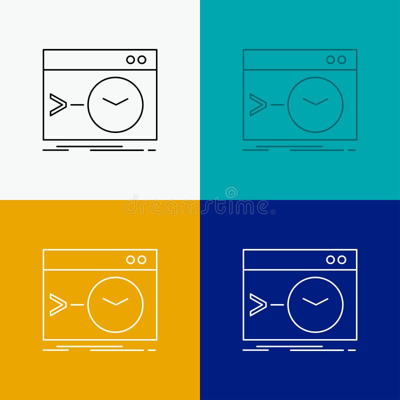 Admin, Command, Root, Software, Terminal Icon Over Various Background. Line Style Design ...
