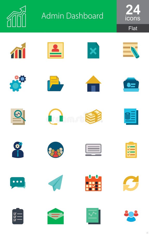 Admin Dashboard Flat I stock illustration. Illustration of management ...