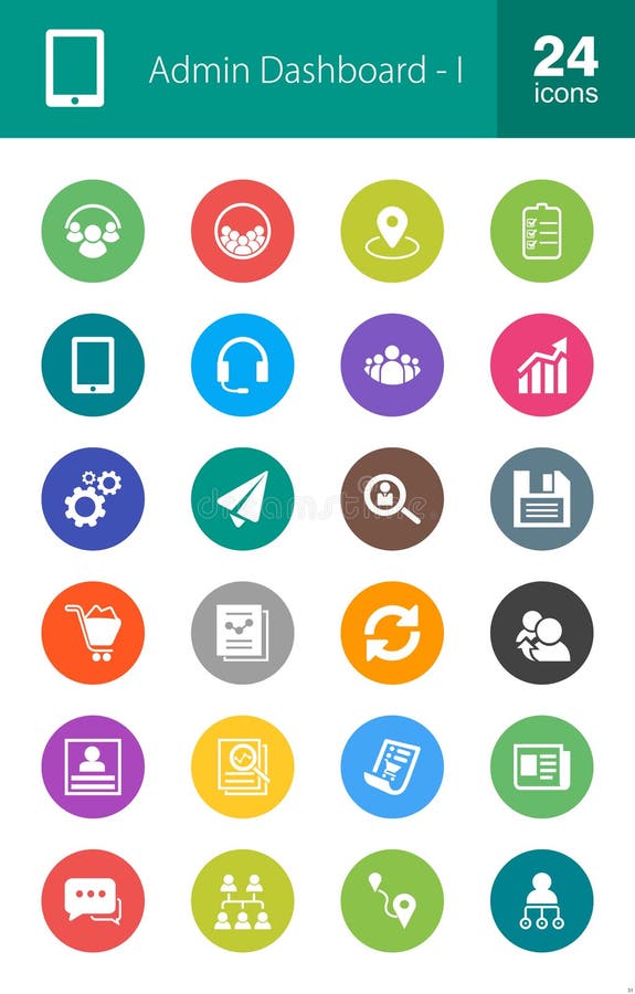 Admin Dashboard Flat I stock illustration. Illustration of management ...