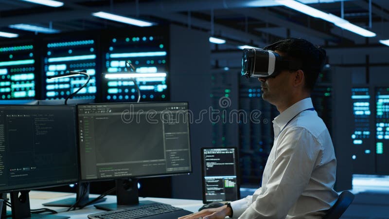 Admin in Data Center Using Virtual Reality Tech Stock Photo - Image of colleagues, expert: 376454186
