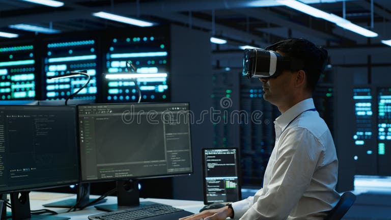 Admin in Data Center Using Virtual Reality Tech Stock Photo - Image of colleagues, expert: 376454186
