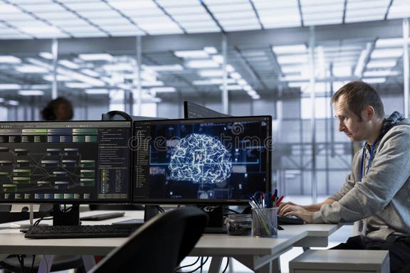 Admin Fixing Computer Crashes Affecting Server Room AI Workloads Stock ...