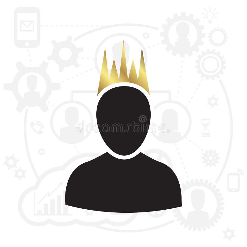 Admin with Gold Crown Icon stock vector. Illustration of king - 122517270