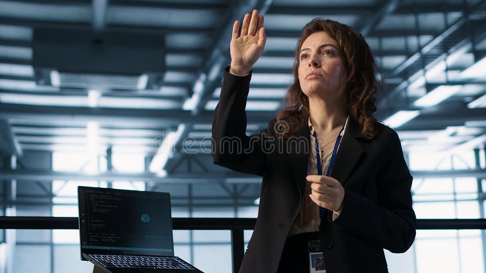 Admin Interacting with Augmented Reality AI Visualization in Server Hub ...