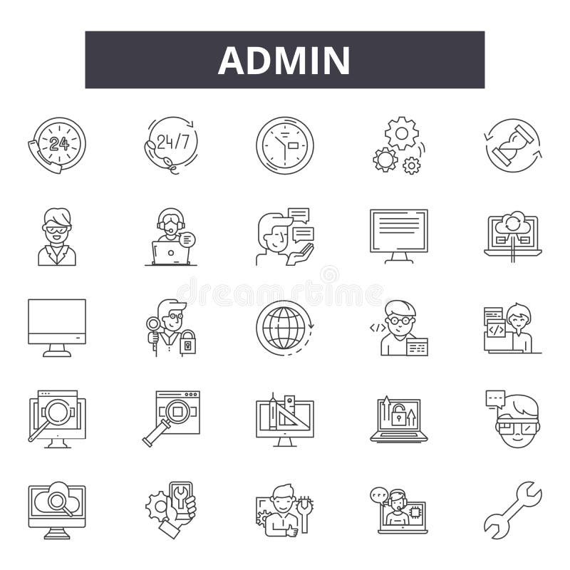 Office Administrator Linear Icon Concept. Office Administrator Line ...