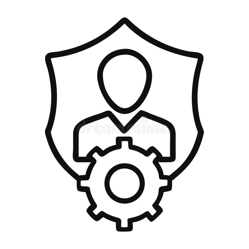 Admin Management Icon Secure Protection Outline Stock Illustration ...