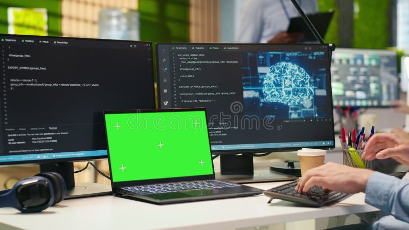 Admin in Office Uses Isolated Screen Laptop, Automating Repetitive ...