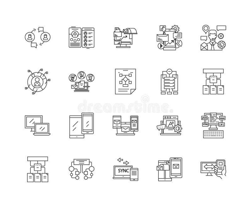 Admin Panel Line Icons, Signs, Vector Set, Outline Illustration Concept ...