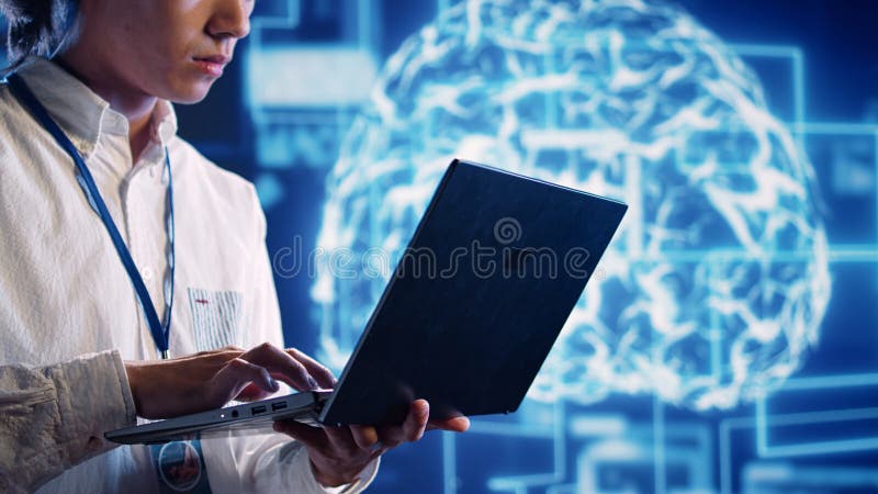 Admin Performing AI Simulation on Laptop Stock Photo - Image of ...