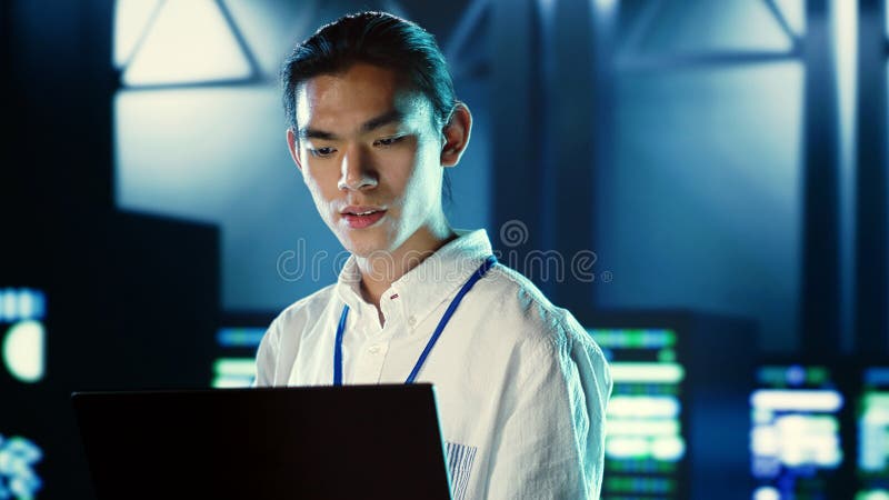 Admin Walks through Data Center Systems Stock Image - Image of ...