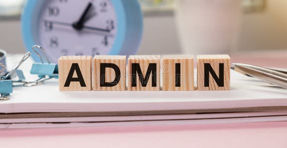 ADMIN Word Built with Letter Cubes on a Black Table. Stock Photo ...