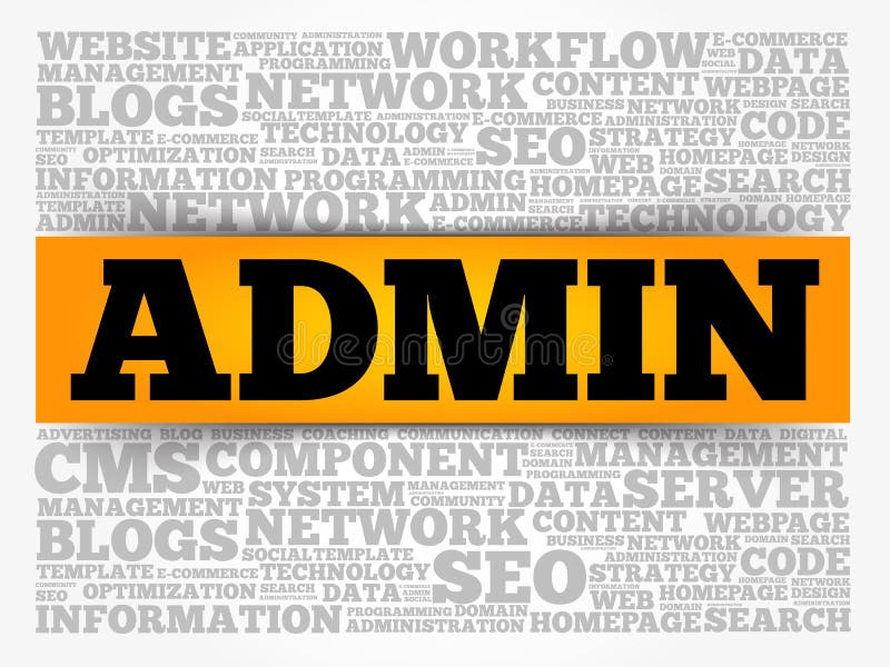 ADMIN word cloud stock illustration. Illustration of admin - 206568073
