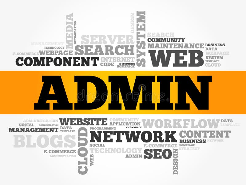 ADMIN word cloud stock illustration. Illustration of manage - 205215234
