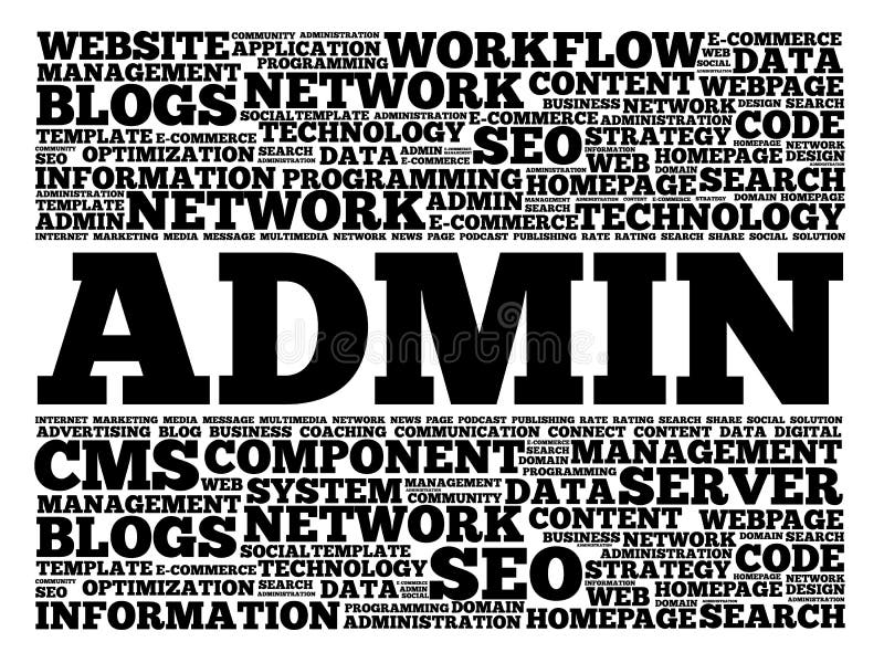 ADMIN word cloud stock illustration. Illustration of panel - 205713034