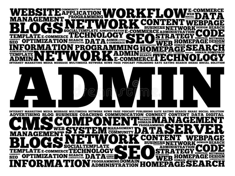 ADMIN word cloud stock illustration. Illustration of panel - 205713034