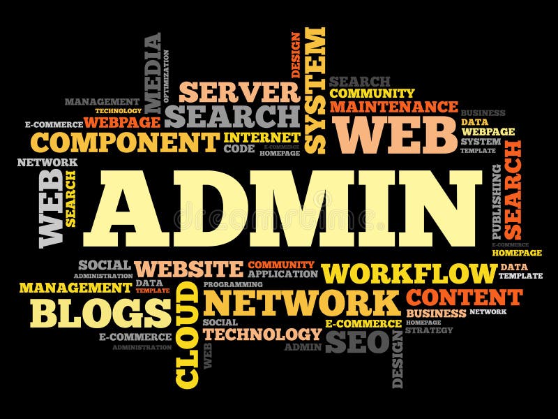 ADMIN word cloud stock illustration. Illustration of admin - 206568073