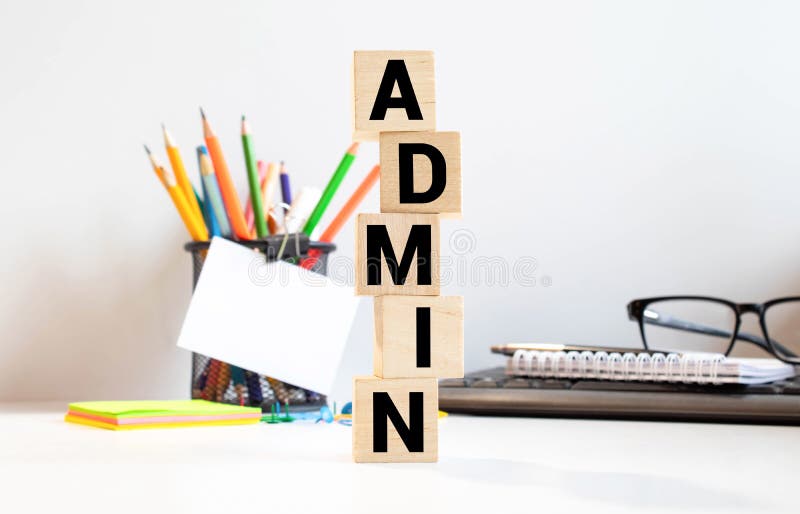 ADMIN Word Made with Building Blocks Isolated on White Stock Image ...