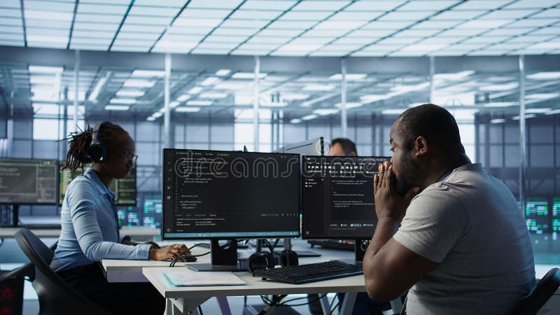 Admin Working in Data Center Suffering from Cold, Sneezing Stock Image ...