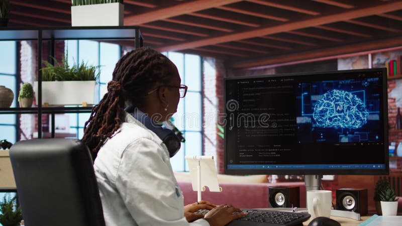 Admin Writing Artificial Intelligence Code on Computer Stock Video - Video of software ...