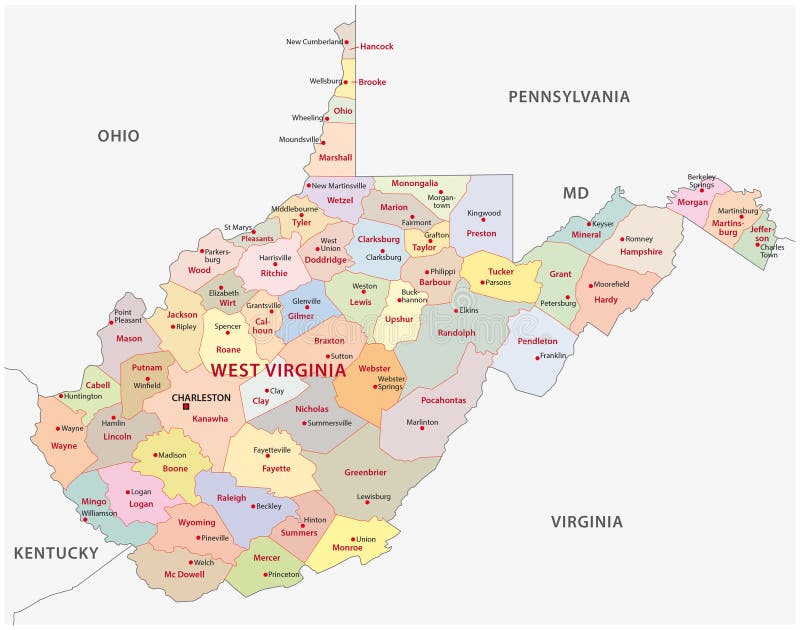 Kaart van de west virginia vector illustratie. Illustration of westen ...