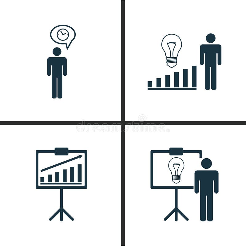 Administration Icons Set. Collection of Report Demonstration, Planning ...