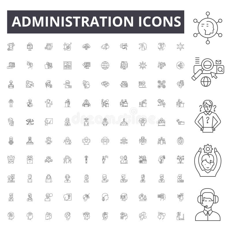 Administration Line Icons, Signs, Vector Set, Outline Illustration ... Administration Line Icons, Signs, Vector Set, Outline Illustration ...
