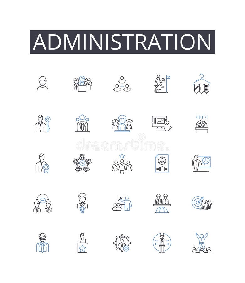 Administration Line Icons Collection. Management, Governance, Control ...