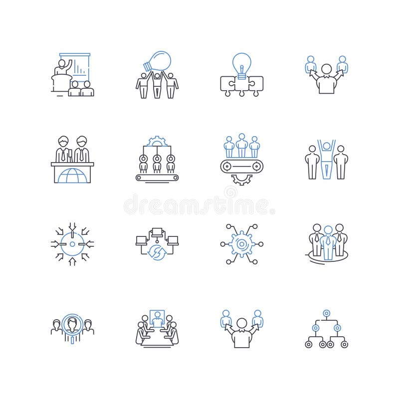 Administration Rally Line Icons Collection. Leadership, Support, Unity ...