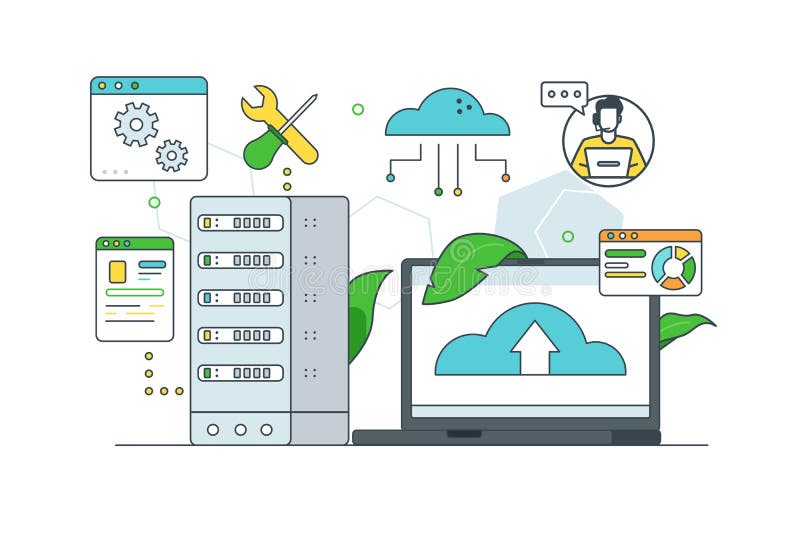 Administration of Server and Cloud Hosting Service Stock Vector ...
