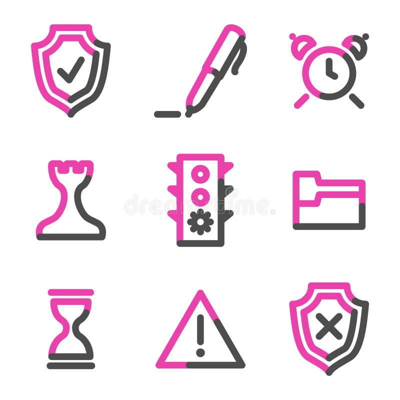 Money Web Icons, Pink Contour Series Stock Illustration - Illustration ...