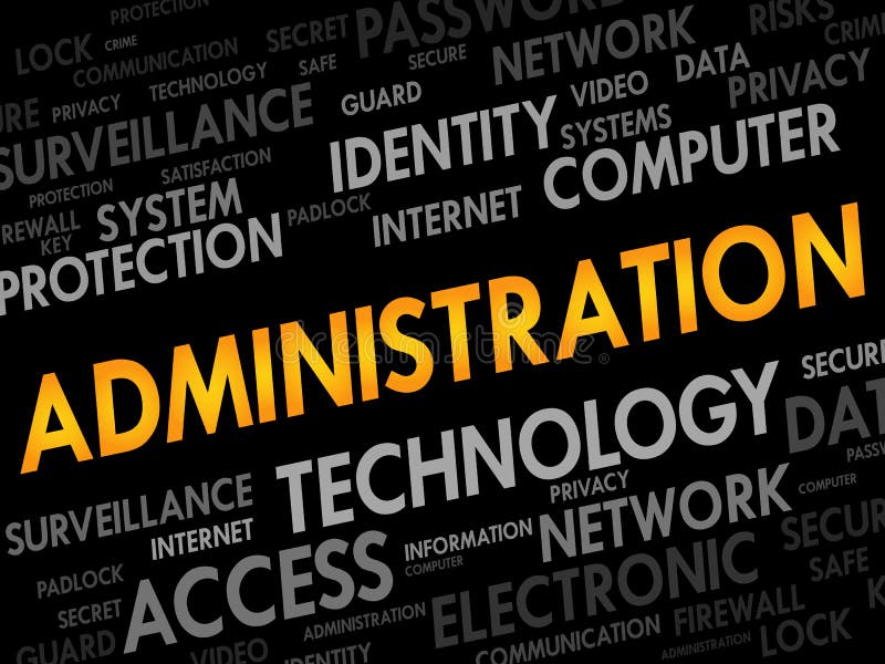 ADMINISTRATION word cloud stock illustration. Illustration of database ...