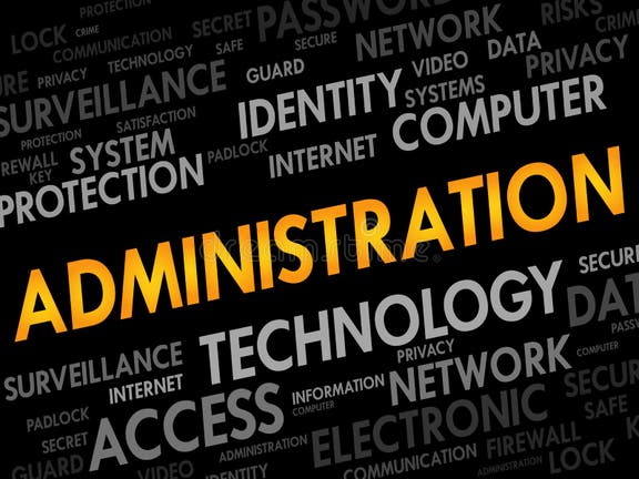 ADMINISTRATION word cloud stock illustration. Illustration of database ...